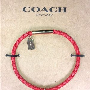 Coach | Jewelry | Coach Leather Red Braided Bazooka Bracelet | Poshmark
